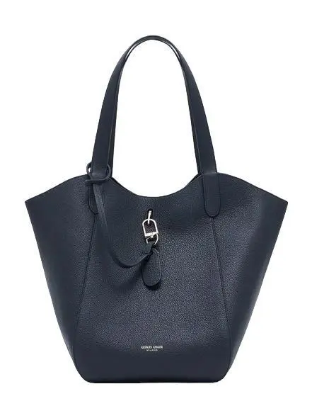 Giorgio Armani Pebbled Leather Handbag - Black