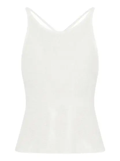 Giorgio Armani Lyocell And Cotton Knit Top - White