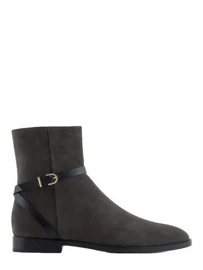 Giorgio Armani Suede And Calfskin Ankle Boots - Grey
