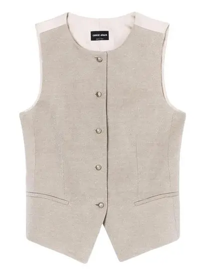 Giorgio Armani Hemp, Viscose, And Cotton Cavalry Waistcoat - Brown / Neutral