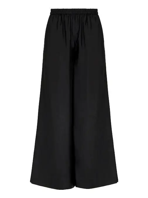 Giorgio Armani Wide-leg Silk Trousers - Black