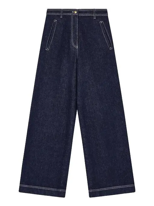 Giorgio Armani Stretch Denim Wide-leg Trousers - Blue