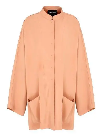 Giorgio Armani Long Jacket In Technical Cady - Pink