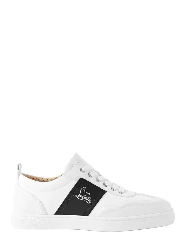 CHRISTIAN LOUBOUTIN Full-grain Leather-trimmed Canvas Sneakers - White