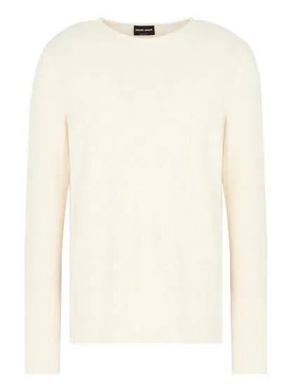 Giorgio Armani Crew-neck Jumper In Cashmere And Silk - Natural