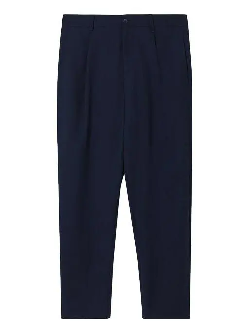 Giorgio Armani Single-pleat Virgin Wool Trousers - Navy