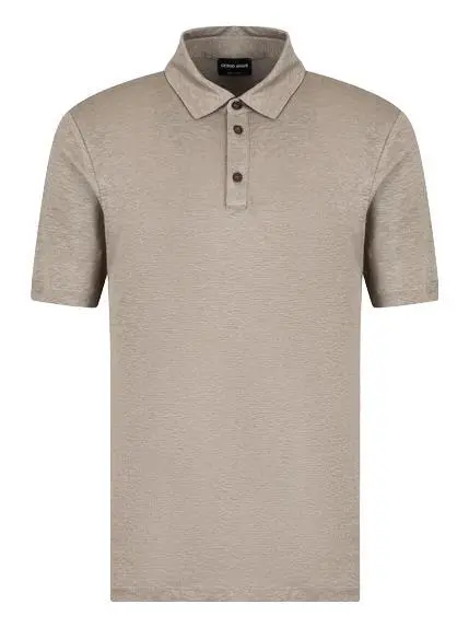 Giorgio Armani Short-sleeved Polo Shirt In Pure Linen Jersey - Red