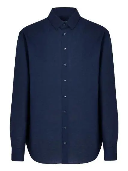 Giorgio Armani Regular-fit Cotton-seersucker Shirt - Blue