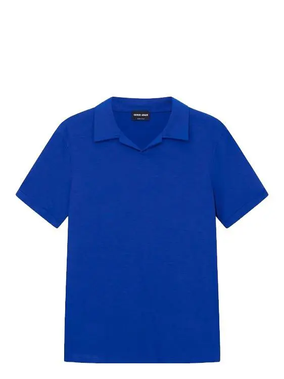 Giorgio Armani Asv Stretch Viscose Jersey Short-sleeved Polo Shirt - Blue