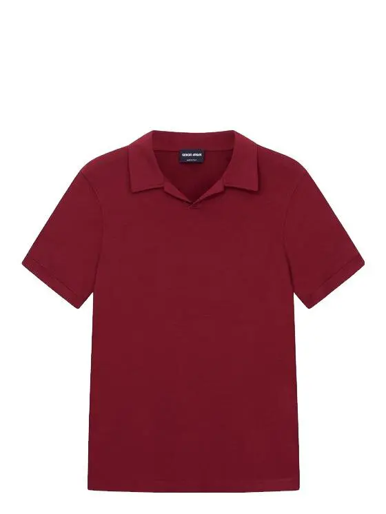 Giorgio Armani Asv Stretch Viscose Jersey Short-sleeved Polo Shirt - Red