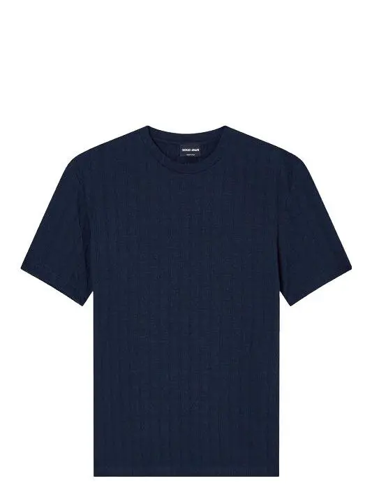 Giorgio Armani Asv Stretch Cashmere And Viscose-blend Crew-neck T-shirt - Navy