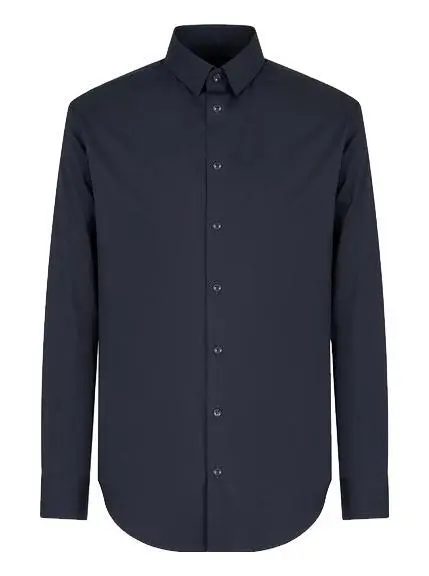 Giorgio Armani Slim-fit Shirt In Cotton Poplin - Navy