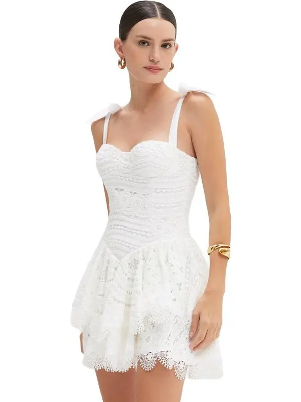 PatBO Rhythmic Lace Mini Dress - White