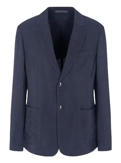Giorgio Armani Single-breasted Jacquard Cupro Jacket - Blue