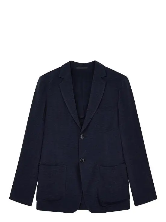 Giorgio Armani Single-breasted Jacquard Cupro Jacket - Blue