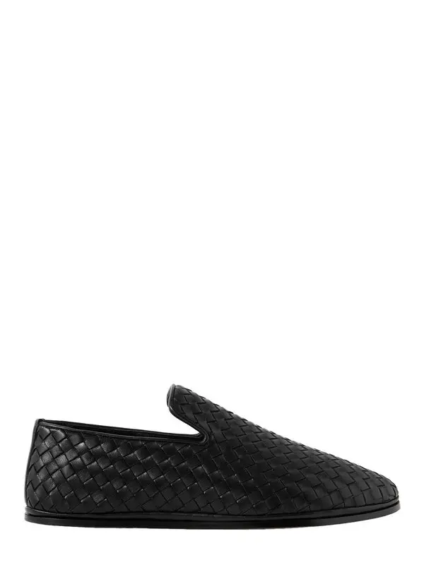 Bottega Veneta Intrecciato Full-grain Leather Slippers - Black