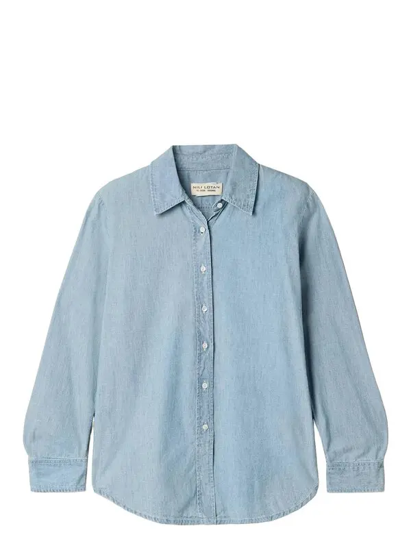 NILI LOTAN Monti Cotton-chambray Shirt - Blue