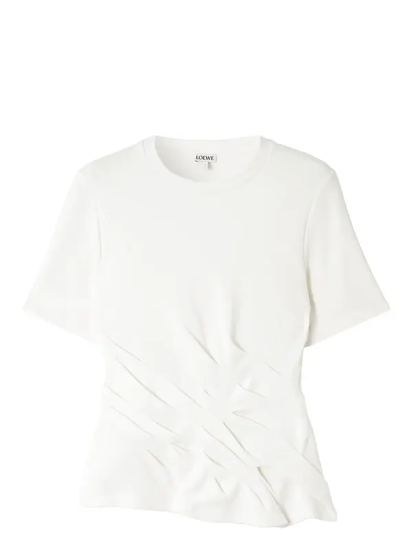 Loewe Draped Cotton-blend Jersey T-shirt - White