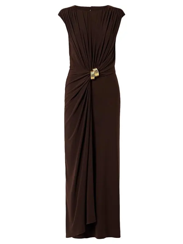 Brandon Maxwell The Serena Embellished Gathered Stretch-jersey Gown - Brown