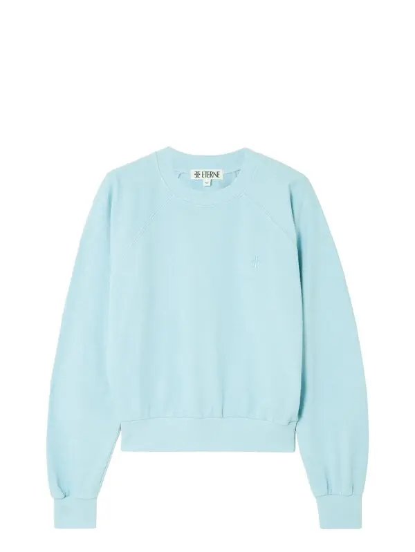 Eterne Sonny Embroidered Cotton-jersey Sweatshirt - Blue