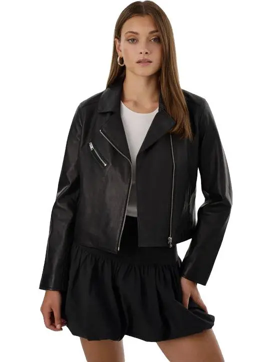 LAMARQUE Valeria Leather Biker Jacket - Black