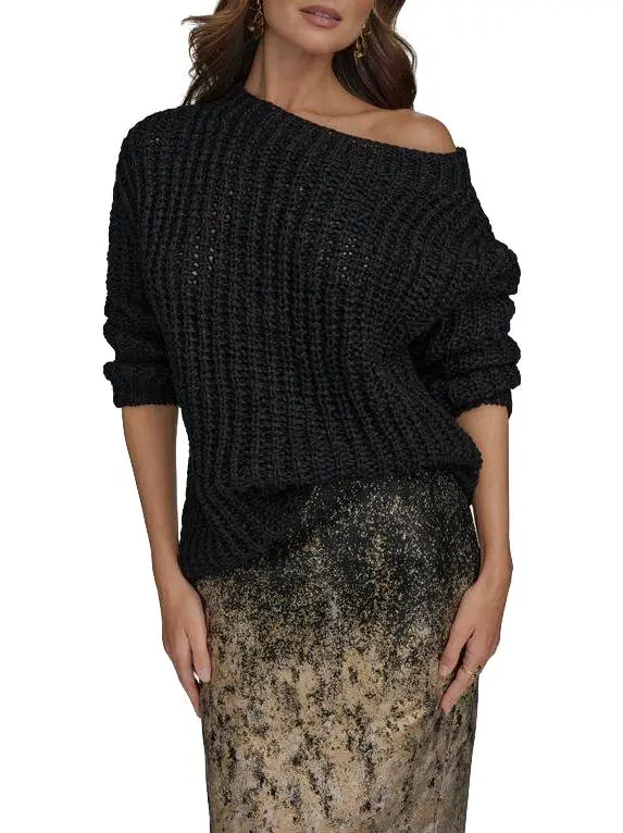 Donna Karan New York Open Stitch Sweater - Black
