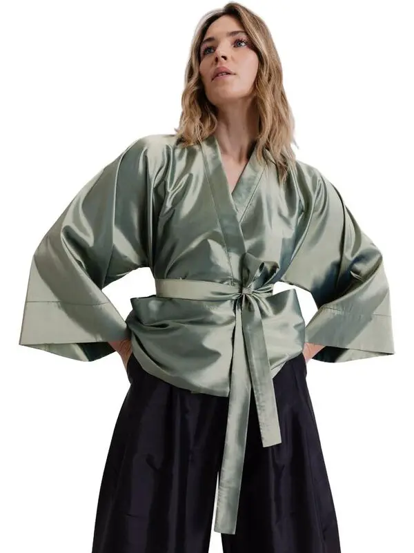 ALAS Long Sleeve Kimono Jacket - Green Hue