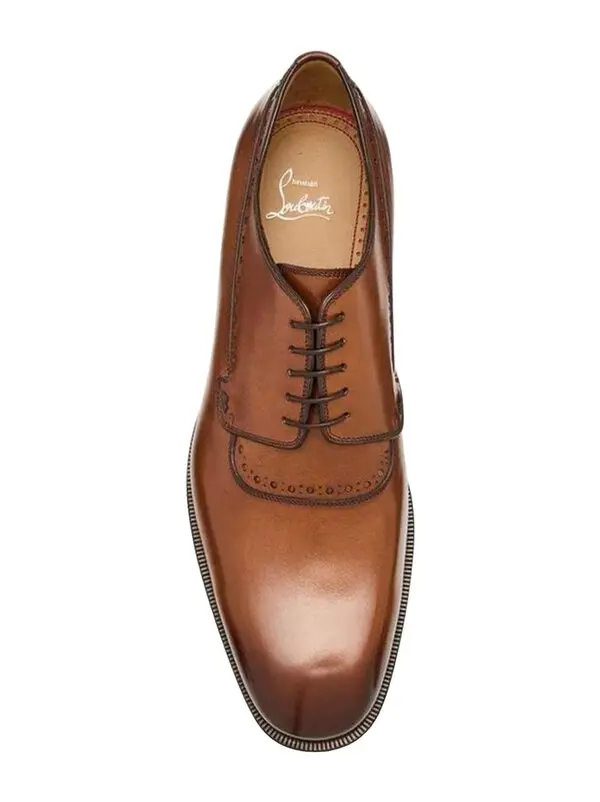 CHRISTIAN LOUBOUTIN Sartoby Brogue Leather Derby Shoes - Havane