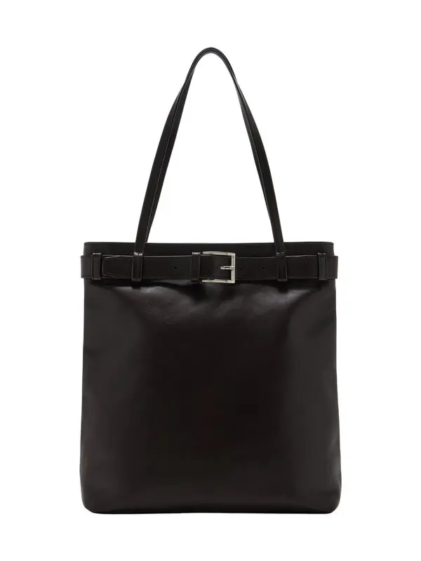 ST. AGNI Belted Leather Tote Bag - Brown