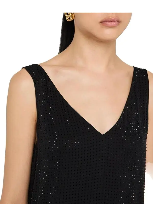 UNGARO Sleeveless Rhinestone Blouse - Black