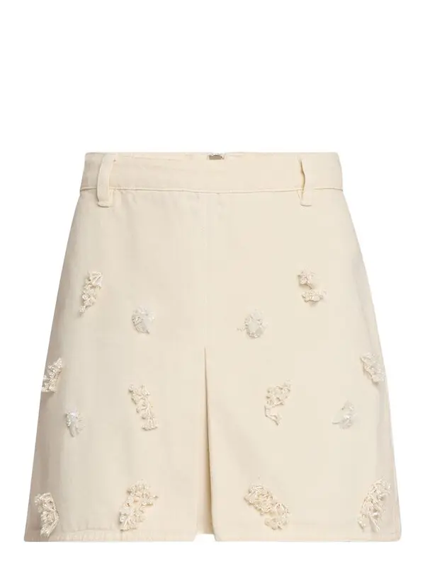 SELF-PORTRAIT Floral Beaded Mini Skirt - White