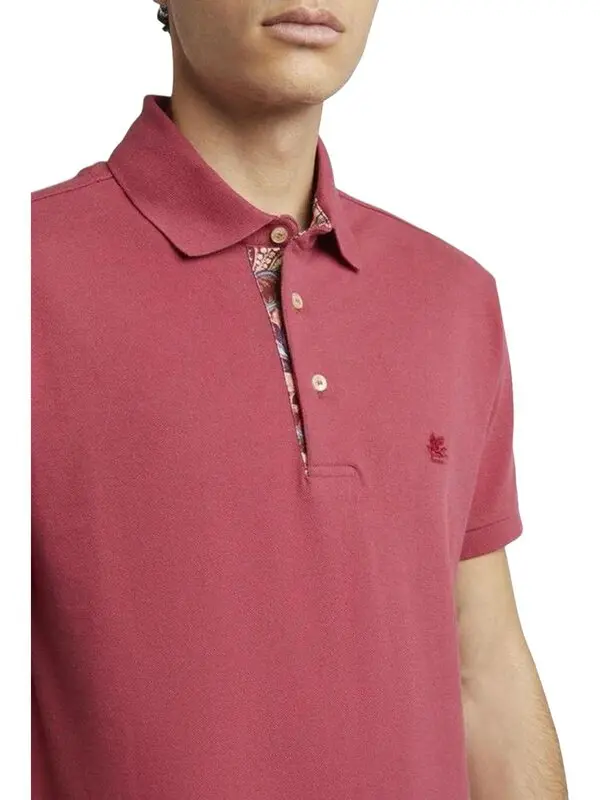Etro Apos;s Cotton Logo-embroidered Polo Shirt - Dark Red