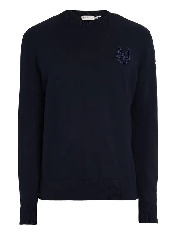 Moncler Monogram Appliqué Crewneck Sweater - Navy