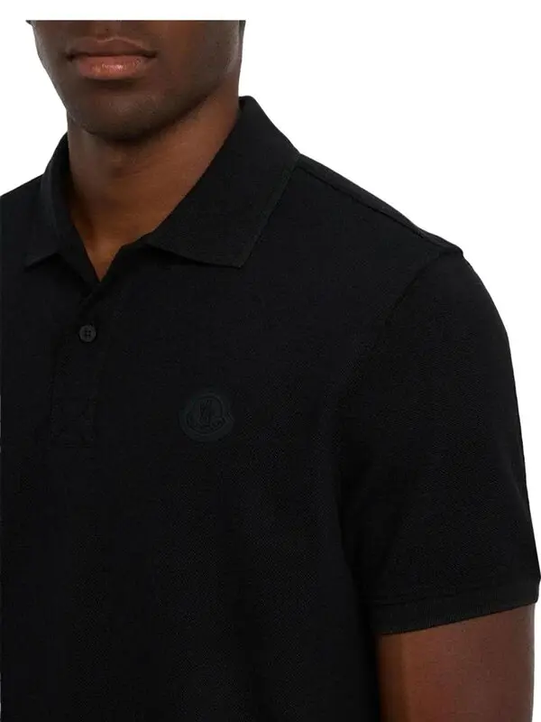 Moncler Apos;s Cotton Tonal Logo Polo Shirt - Black