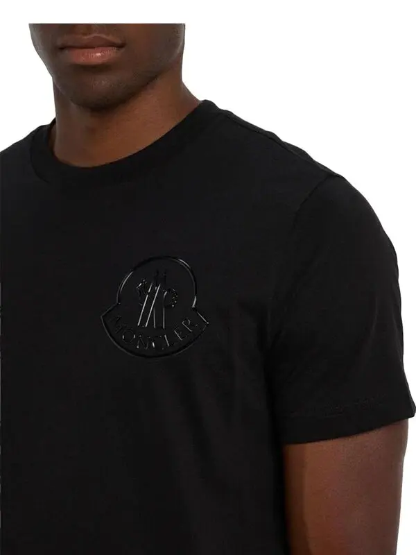 Moncler Apos;s Glossy Logo Crewneck T-shirt - Black