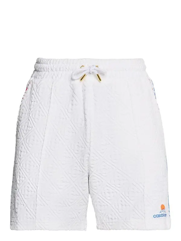 Casablanca Towelling Monogram Drawstring Shorts - Bright White