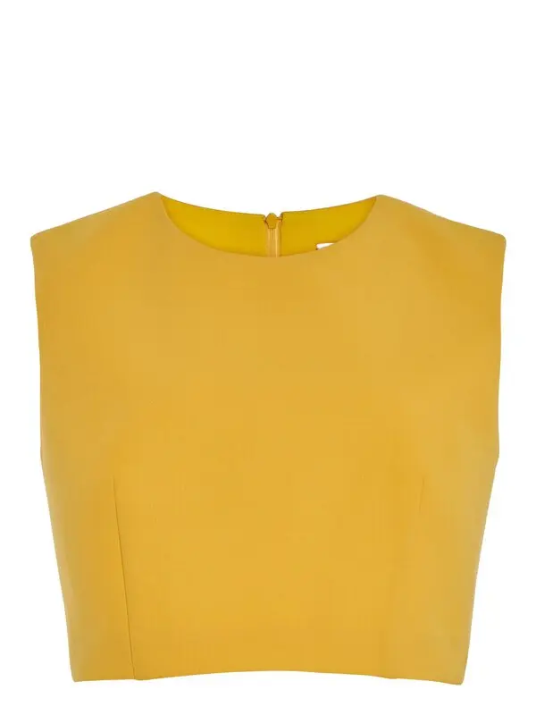 Carolina Herrera Bi-stretch Wool Cropped Tailored Top - Yellow