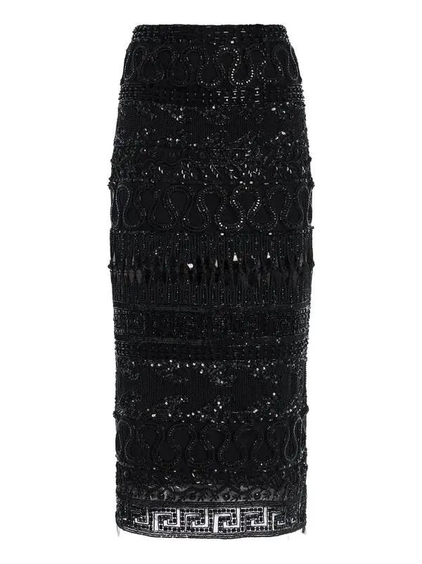 Carolina Herrera Embroidered Tulle Midi Skirt - Black