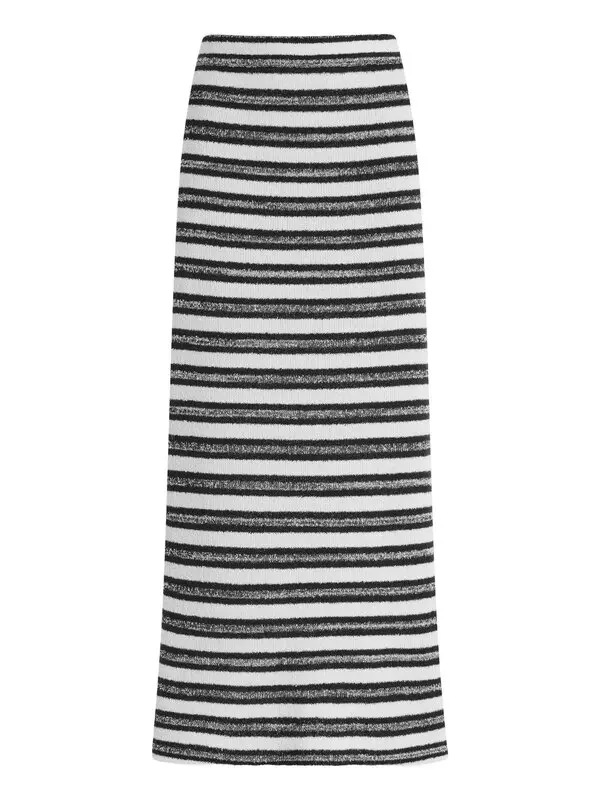 ZULU & ZEPHYR Cotton-blend Textured-knit Midi Skirt - Stripe
