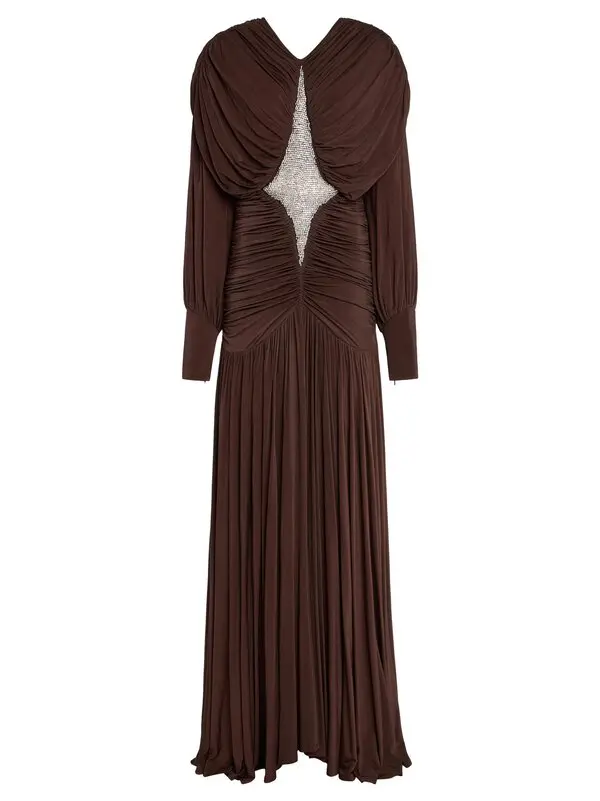 ALEMAIS Silvio Ruched Midi Dress - Brown