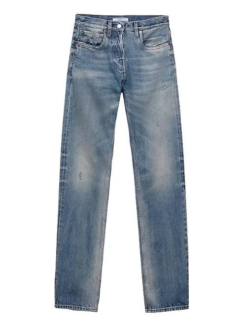 Prada Vintage-wash Tapered Denim Jeans - Blue