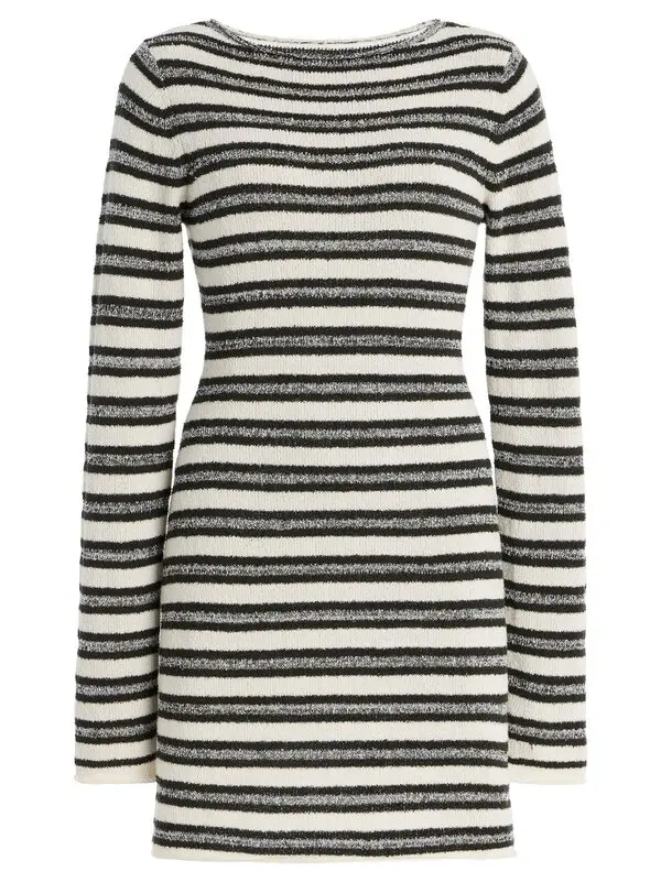 ZULU & ZEPHYR Cotton-blend Textured-knit Mini Dress - Stripe