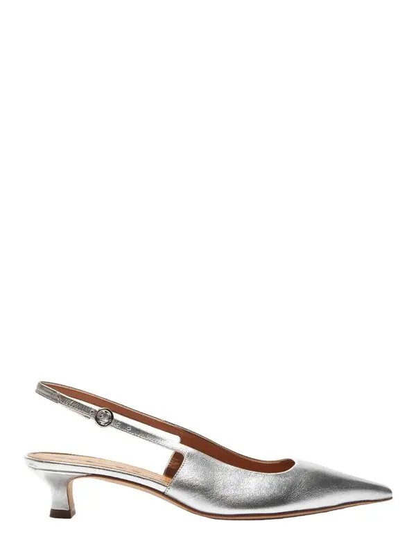 AeydĒ Catrina Metallic Leather Slingback Pumps - Silver