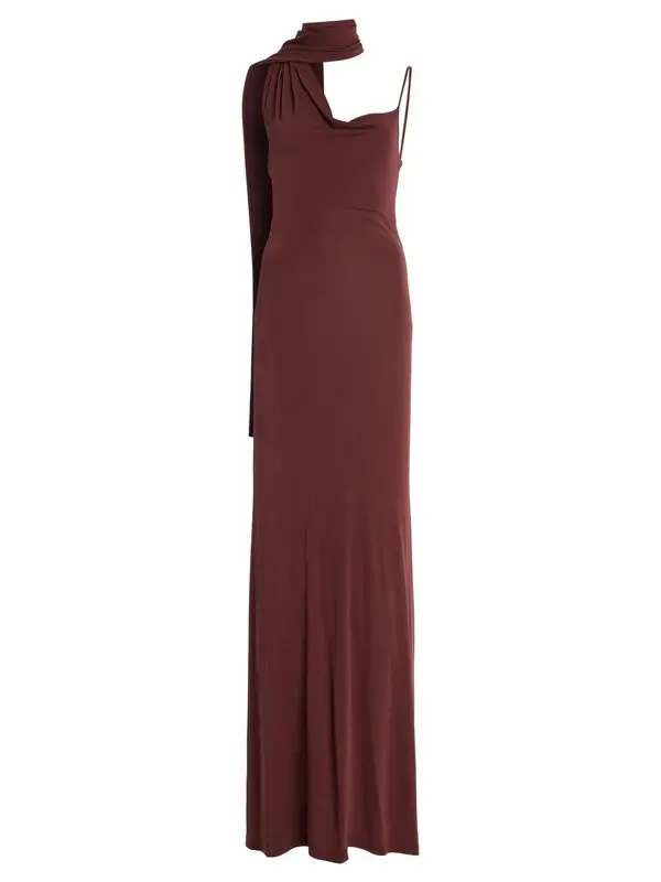 AYA MUSE Wisp Draped Maxi Dress - Burgundy