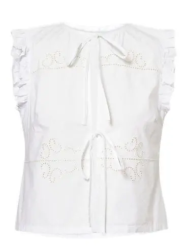 4TH & RECKLESS Heidi Embroidered Cotton-poplin Top - White