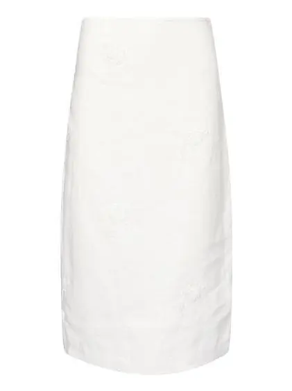 Sir The Label Embroidered Linen Midi Skirt - Ivory