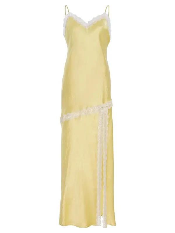 THIRD FORM Lace-detailed Satin Midi Slip Dress - Yellow