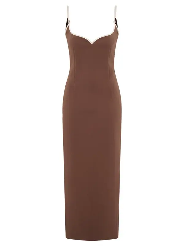 Paris Georgia Heart Bonded Jersey Maxi Dress - Brown