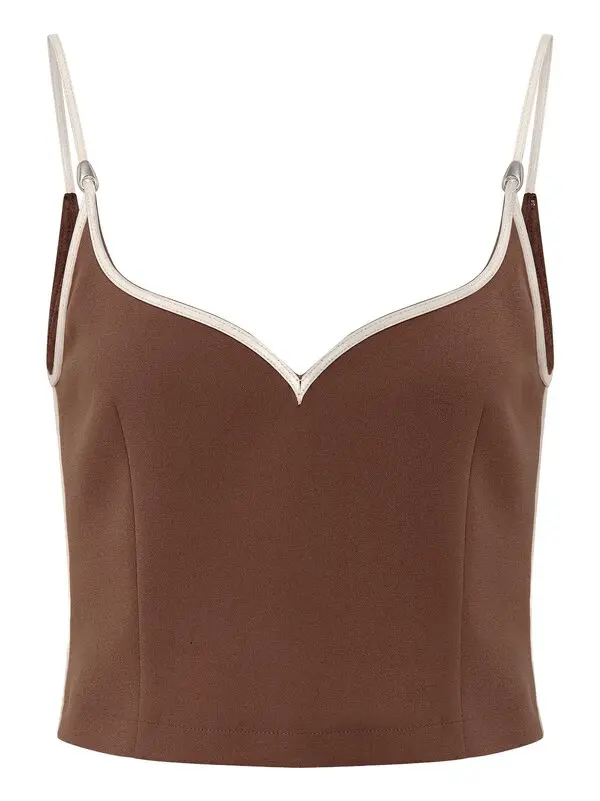 Paris Georgia Heart Bonded Jersey Vest Top - Brown
