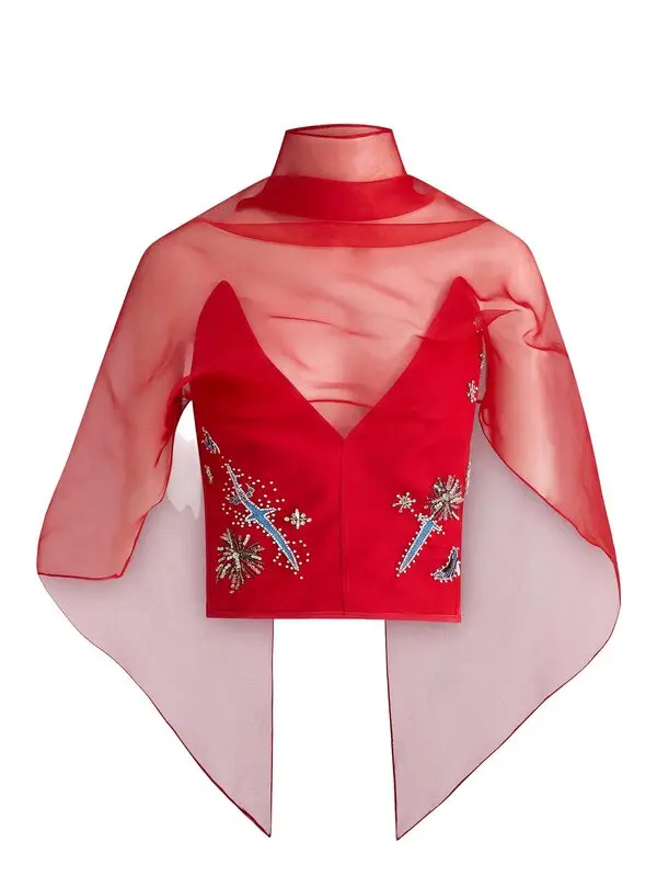Maticevski Rebel Cause Bead-embroidered Top - Red